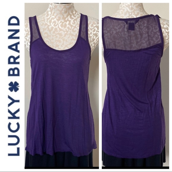 Lucky Brand | Tops | Lucky Purple Sheer Panel Top | Poshmark